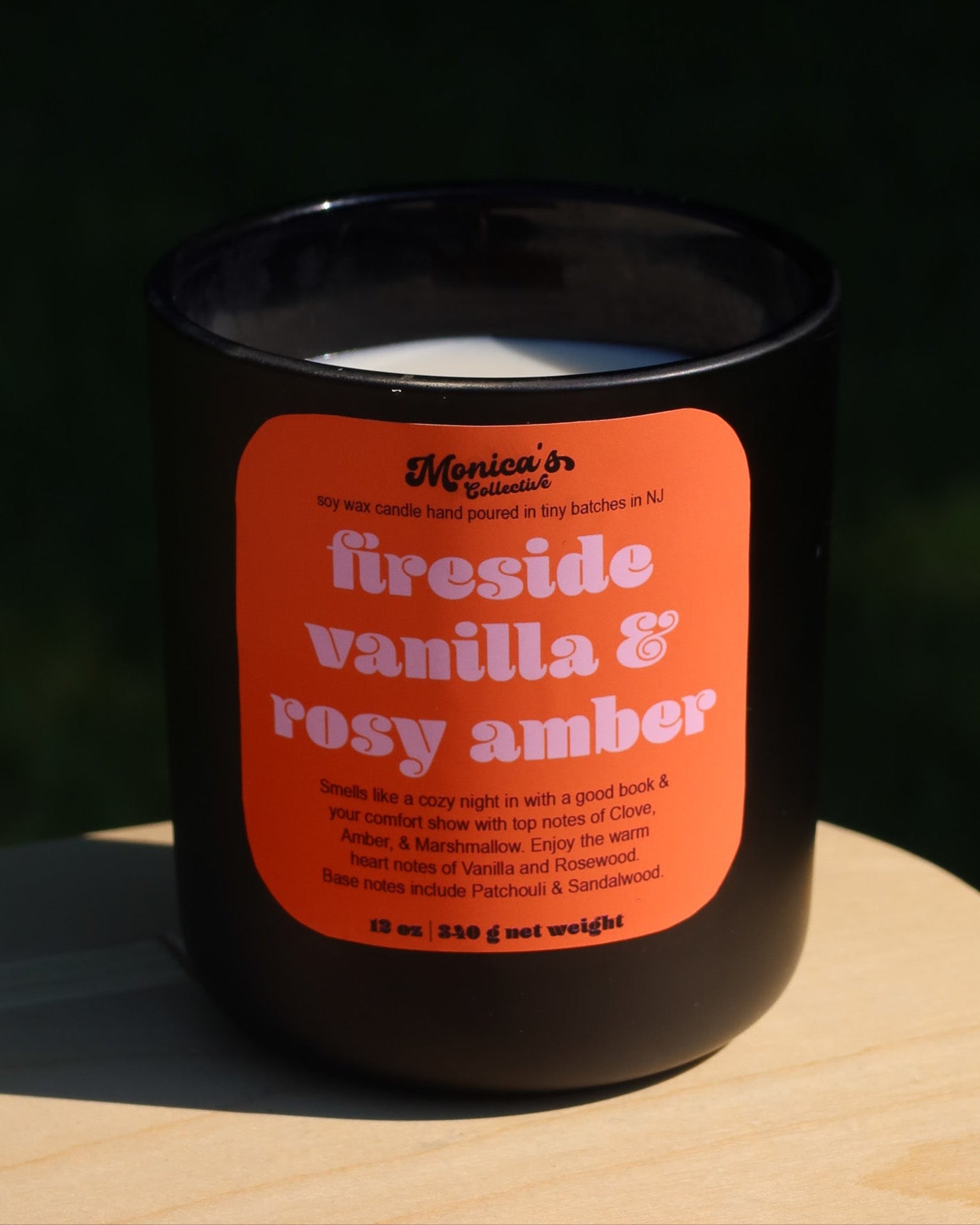 Fireside Vanilla & Rosy Amber Soy Candle – Monica's Collective